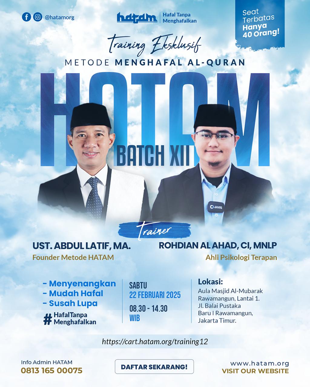 Training Eksklusif HATAM Batch 12 - HATAM Store